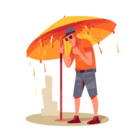 일사병 벡터 스티커 클립 아트 남자 우산 아래 물방울 만화 상표 클립 아트 Png 일러스트 및 벡터 에 대한 무료 다운로드 Pngtree