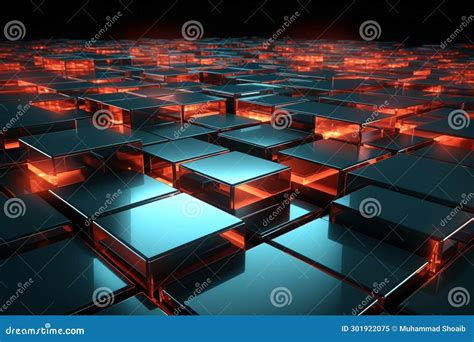 Glowing Tech Abstraction Complex Geometric Structure Abstract 3d