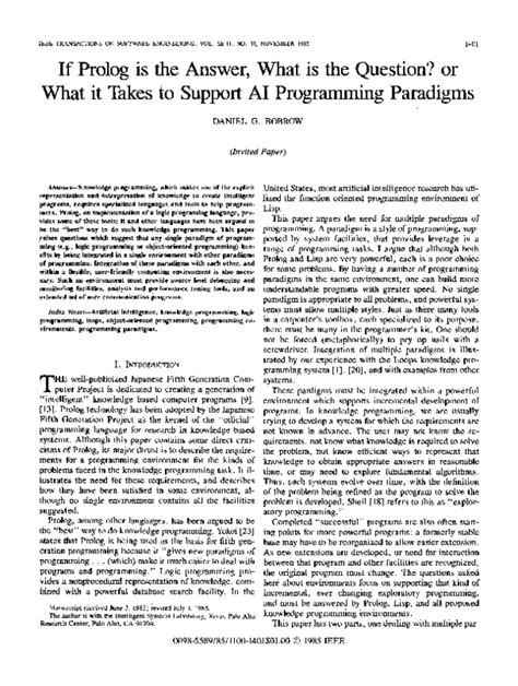 Pdf If Prolog Is The Answer What Is The Question Or What It Takes