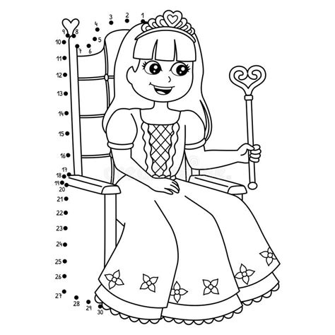 Dot To Dot Crown Princess Isolated Coloring Page Stock Illustration