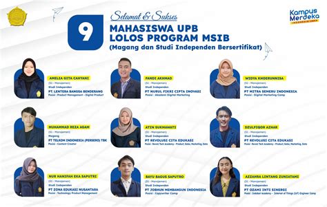 Selamat 9 Mahasiswa Upb Lolos Program Msib Batch 3 Tahun 2022