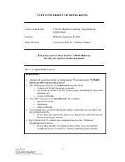 CS5489 Machine Learning Midterm Quiz Solutions For Semester B Course Hero