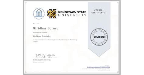 Giridhar Borusu On Linkedin Completion Certificate For Six Sigma Principles