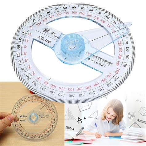 plastic 360 degree protractor round ruler edge angle finder gauge