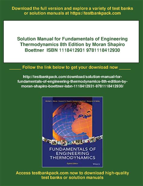 Solution Manual For Fundamentals Of Engineering Thermodynamics 8th Ed
