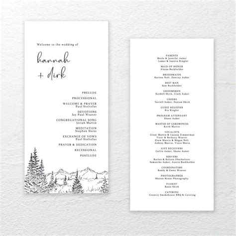 Classic Script Wedding Programs Springhouse Creative