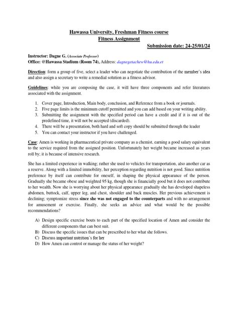 Fitness Group Assignment Pdf Physical Fitness Determinants Of Health
