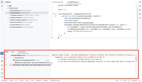 【エラー解決方法】manifest merger failed uses sdk minsdkversion 19 cannot be