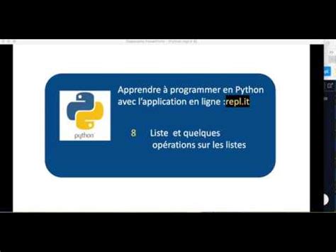 Python listes et quelques opérations sur les listes YouTube