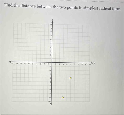 solved find the distance between the two points in simplest radical