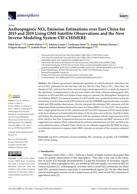 Pdf Anthropogenic Nox Emission Estimations Over East China For 2015 And 2019 Using Omi