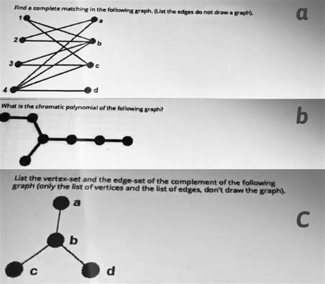 Solved Find A Complete Matching In The Following Graph