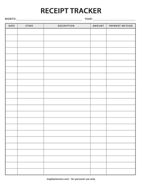 Free Receipt Tracker Template Receipt Template Free Printable