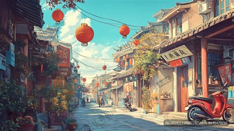 Ai创作图横店插画 古街插画 插画街道 日韩复古街景 动漫场景插画 古镇插画 街景插画 日系画风 古风动画场景 古城复古街景 高清插画 风景厚涂 插画加实景风格 古街古城插画 动漫场景设计