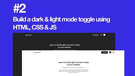 Build A Light And Dark Modes Toggle Using Html Css And Js 2 Toggle Functionality Youtube