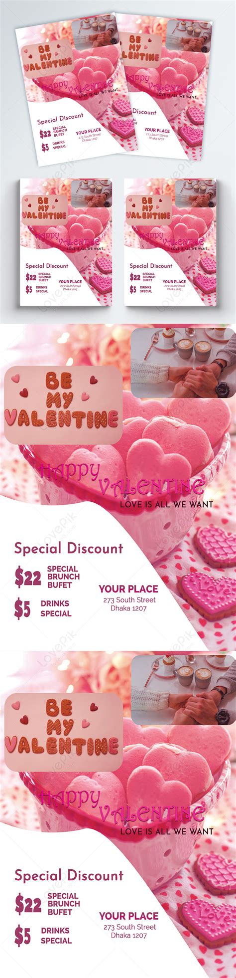 레스토랑 발렌타인 데이 특별 제공 전단지 이미지 사진 450114061 무료 다운로드