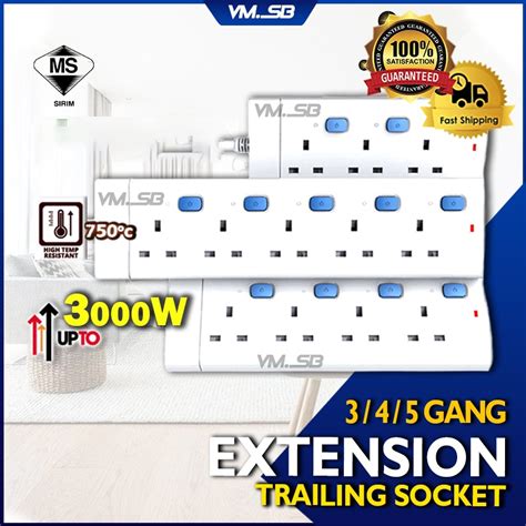 Heavy Duty Extension Trailing Socket Plug Gang Extension Cord Soket Plug M M M