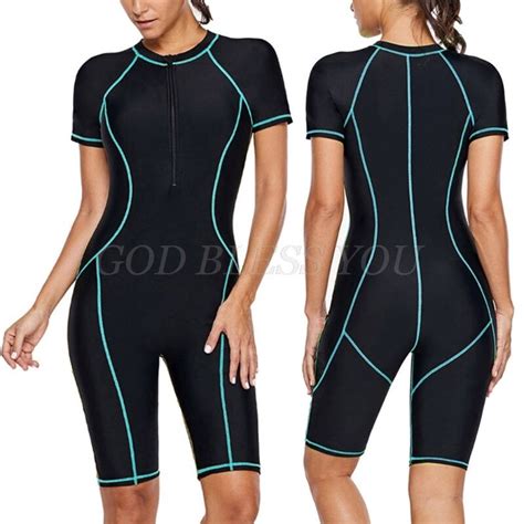Women Plus Size Zip Front One Piece Rash Guard Sun Vicedeal