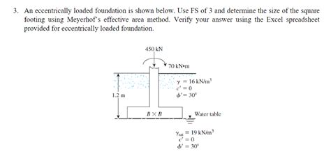 Solved 3 An Eccentrically Loaded Foundation Is Shown Below
