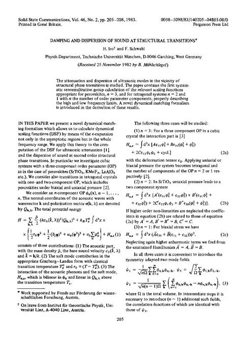 Pdf Damping And Dispersion Of Sound At Structural Transitions