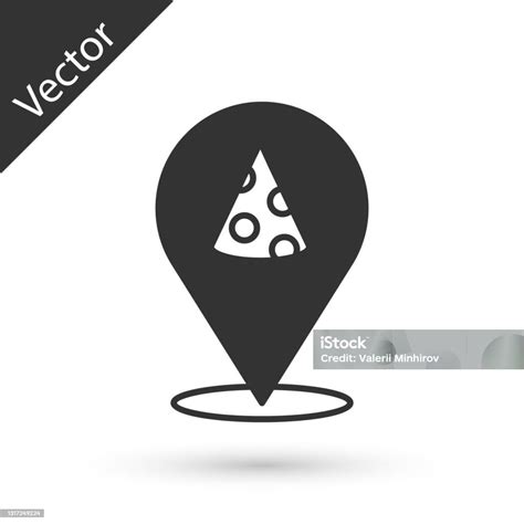 흰색 배경에 고립 된 피자 아이콘의 회색 조각 패스트 푸드 메뉴 벡터 고기에 대한 스톡 벡터 아트 및 기타 이미지 고기