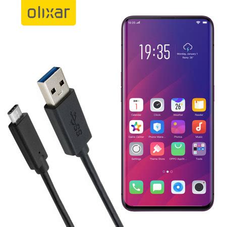 Olixar Usb C Oppo Find X Charging Cable Black M