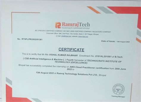 Aws Cloud Practitioner Certificate Vishal Kumar