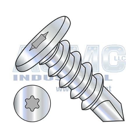 12 14x2 Six Lobe Pancake Head Self Drilling Screw Full Thread Zinc Bake