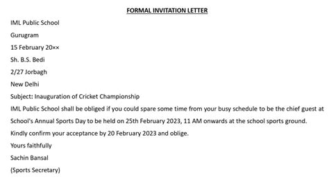 Invitation Letter Format Pdf Download Cbse English Class 12th