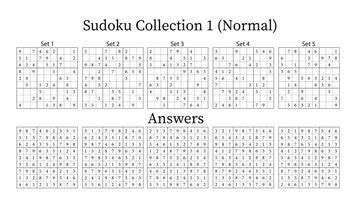 Sudoku Puzzle Normal 9x9 Collection 1 5 Sets With Answers Fun Brain