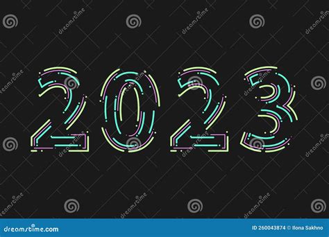 Colorfool Neon Tube Numbers 2023 New Year Neon Color Numbers Stock Vector Illustration Of