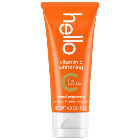 Hello Vitamin C Whitening The Sparkle Toothpaste Natural Peppermint 4 Oz