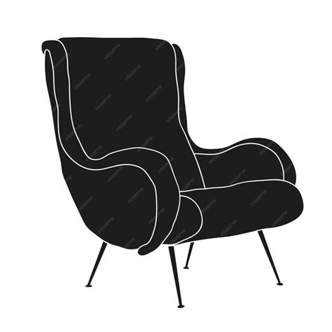 Silueta De Sillón De Muebles Aislados Vector Premium