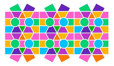 Abstract Photo Frame Collage Design With Vibrant Geometric Pattern Of Circles Triangles