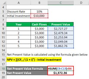 Net Present Value Formula Examples With Excel Template