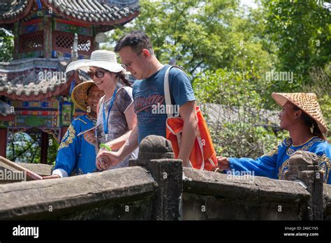 Couple Crossing Bridge Of Helplessness In Ghost City Of Fengdu China