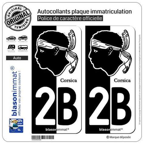 2 Autocollants Plaque Immatriculation Auto 2b Corsica Collector