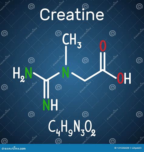 Creatine Molecule Structural Chemical Formula And Molecule Mode Vector Illustration
