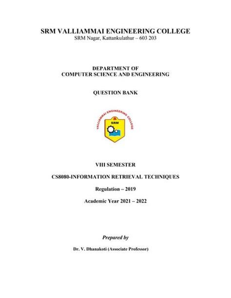 Cs8080 Information Retrieval Techniquespdf