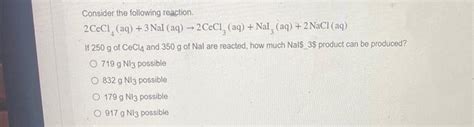 Solved Consider The Following Reaction Chegg