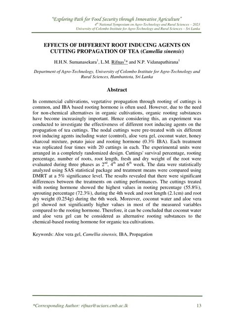 Pdf Effects Of Different Root Inducing Agents On Cutting Propagation