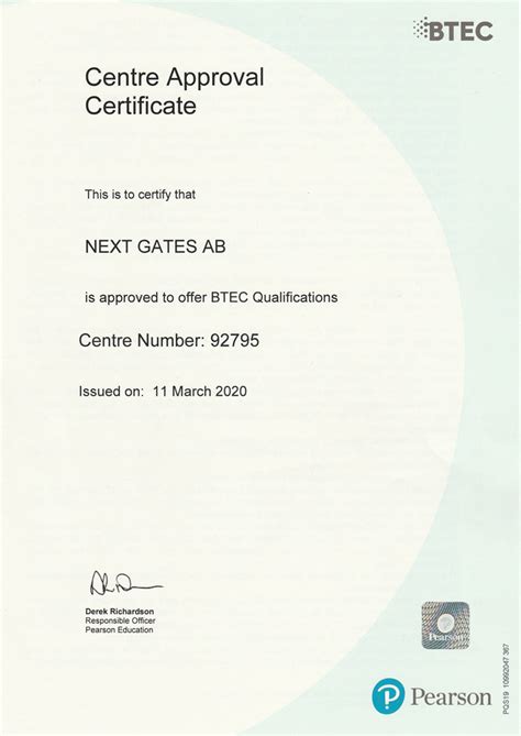 Certified Pearson Center Next Gates