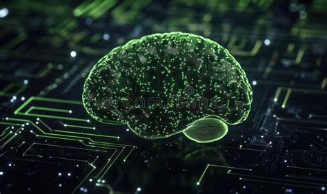 Digital Brain Illustration With Circuit Patterns Representing Artificial Intelligence Technology