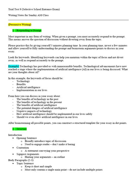 Selective School Entrance Persuasive Tips Pdf Argument Artificial