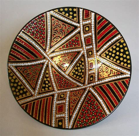 Aboriginal Dot Pattern Gilded Studio Ceramic Bowl Signed Australia