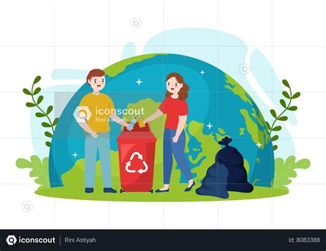 Obtén Niña Y Niño Clasificando Y Eliminando La Basura Adecuadamente Illustration De Por Descarga