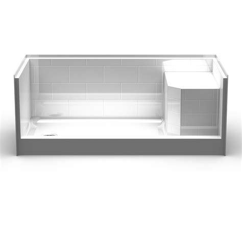 60x32 Curbed Shower Pan Built In Seat