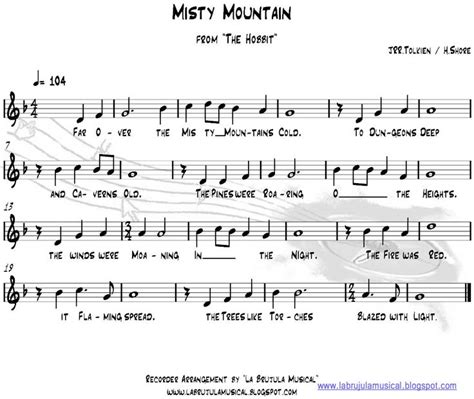 The Hobbit Song Of The Misty Moutain For Recorder Vídeo Partitura