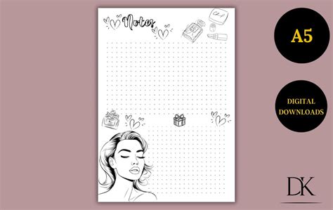 Электронная страница для отрывного блокнота или планера А5 Notes Раскраска