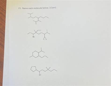 Solved Name Each Molecule Below Pts Chegg Com